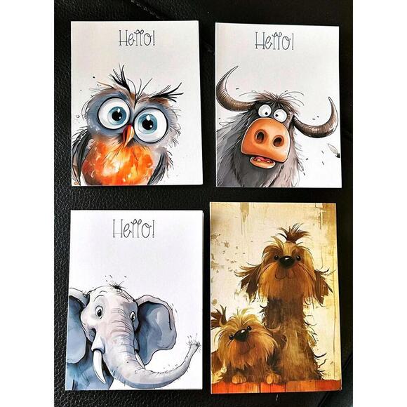 Art | 4 Whimsical Animal Greeting Cards Set With Envelopes | Poshmark